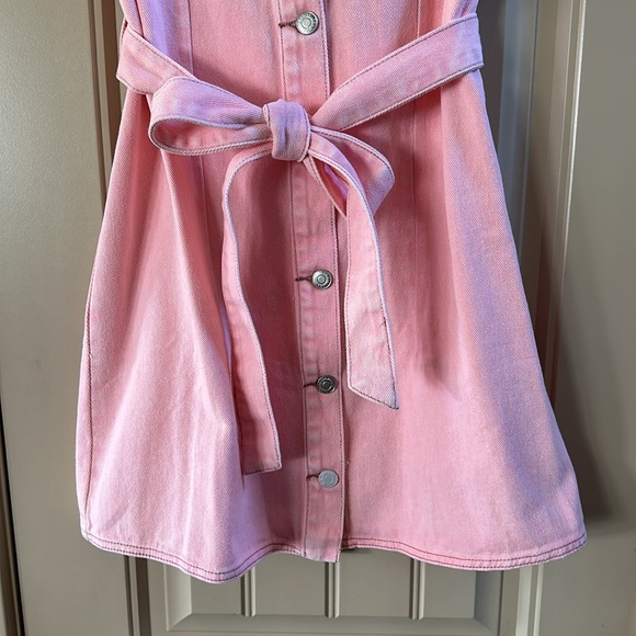 Signature8 | Dresses | Light Pink Denim Dress With Tie Belt | Poshmark